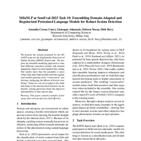 Milanlp At Semeval 2023 Task 10 Ensembling Domain Adapted And
