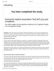 Implicit Bias Test Pdf PM Experiment Debriefing You Have Completed The Study