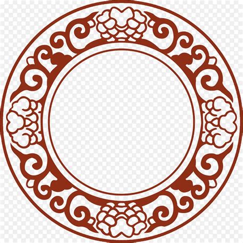 红色同心圆环花纹复古中秋PNG图片素材下载 图片编号9223194 PNG素材网