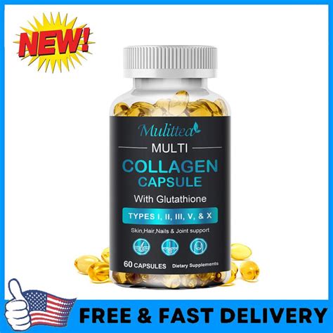 100 Natural Multi Collagen Capsules Anti Aging Skin Collagen Pills 60