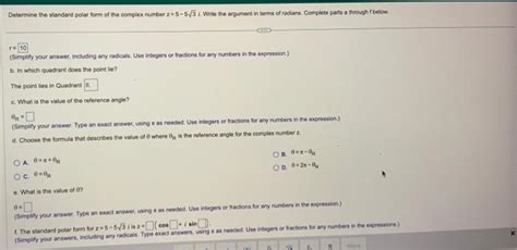 Solved Determine The Standard Polar Form Of The Complex