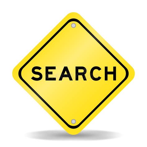 Yellow Transportation Sign With Word Search On White Background Stock