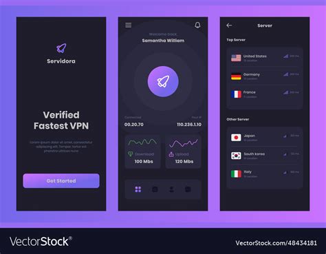 vpn ui design template royalty free vector image