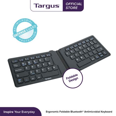 Targus Ergonomic Foldable Bluetooth Antimicrobial Keyboard Black