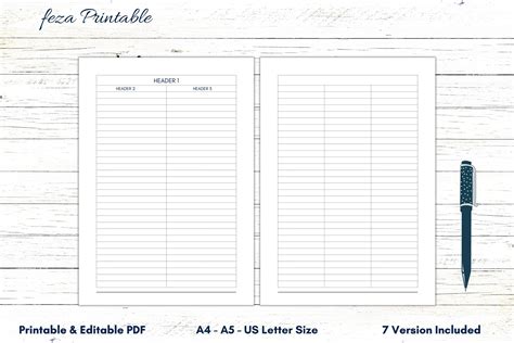 Blank Columns Chart Sheet Printable Editable Blank Worksheet Fillable Blank Columns Table PDF