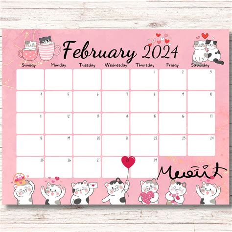 Editable February Calendar Valentines Day Printable Etsy Artofit