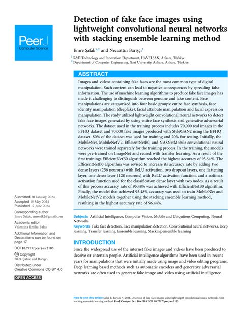 Pdf Detection Of Fake Face Images Using Lightweight Convolutional Neural Networks With