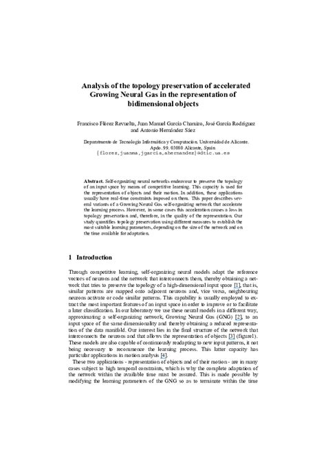 Pdf Analysis Of The Topology Preservation Of Accelerated Growing