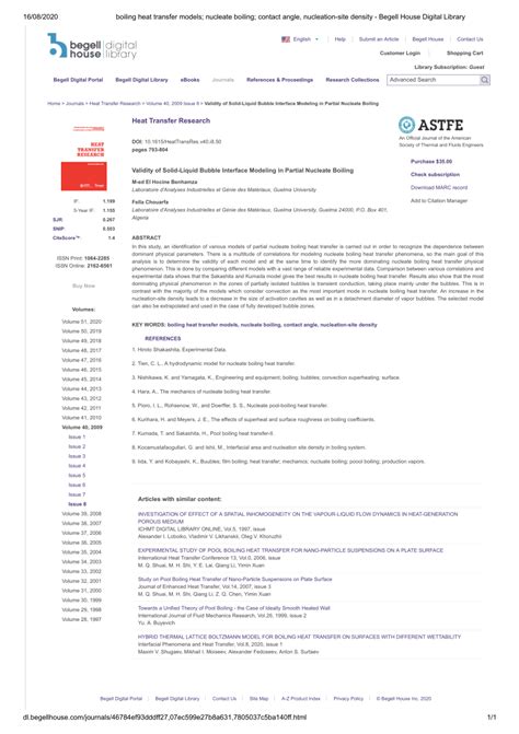 Pdf Validity Of Solid Liquid Bubble Interface Modeling In Partial