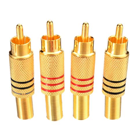4pcs Gold Plated Rca Connector Rca Phono Male Plug Solder Audio Video Cable Adapter Connectors