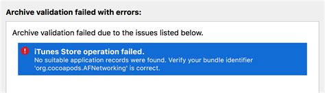 Objective C Error When Archive And Validate A New Application Version
