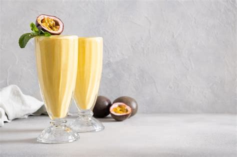 Premium Photo Indian Passion Fruit Lassi On Gray Background