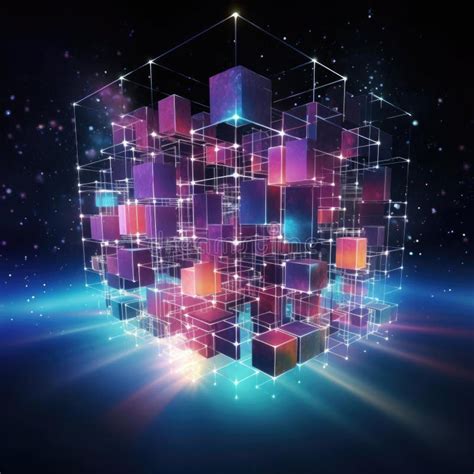 Futuristic Metaverse And Blockchain Technology Network Concept With Connected Digital Cubes