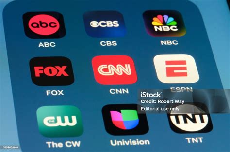 Abc Cbs Nbc Fox Cbb Espn The Cw Univision Tnt App Icons Assorted