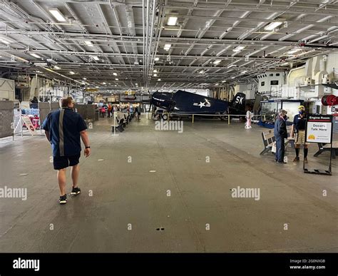 Inside The Hangar Deck On The Uss Midway Aircraft Carrier Museum In San