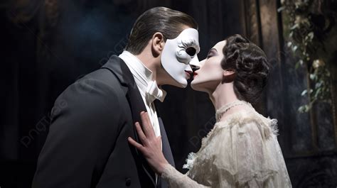 Couple Kissing On The Phantom S Mask Background Phantom Of The Opera