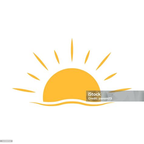 반 태양은 그래픽 디자인 로고 웹 사이트 소셜 미디어 모바일 앱 Ui 일러스트에 대한 하향 아이콘 벡터 일몰 개념을 설정 개념에 대한 스톡 벡터 아트 및 기타 이미지
