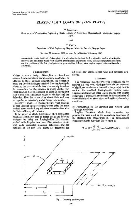Pdf Elastic Limit Loads Of Skew Plates Dokumen Tips
