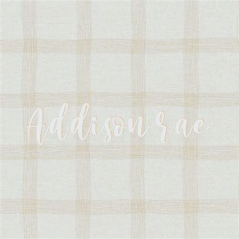 Addison Rae In Cursive On Beige Checkered Background