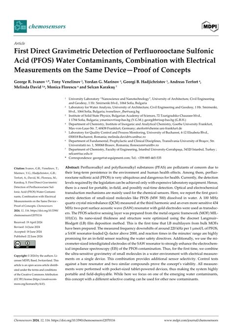 Pdf First Direct Gravimetric Detection Of Perfluorooctane Sulfonic