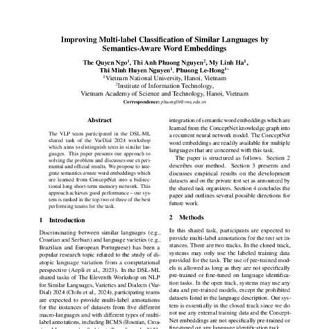 Improving Multi Label Classification Of Similar Languages By Semantics Aware Word Embeddings