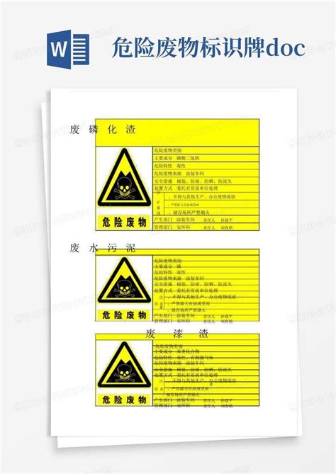 危险废物标识牌docword模板下载编号qaaeobed熊猫办公