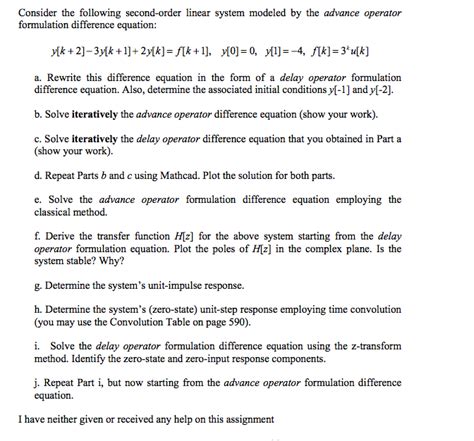 Solved Consider The Following Second Order Linear System