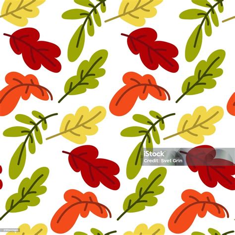 밝은 색상의 아름 다운 단풍 패턴 완벽 한 반복 세련 된 플랫 스타일 배경 의류 및 편집 디자인 엽서 선물 포장지 가정 장식 등에 적합합니다 10월에 대한 스톡 벡터 아트