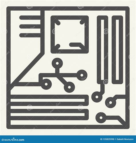 Cpu Line Icon Microprocessor Vector Illustration Isolated On White