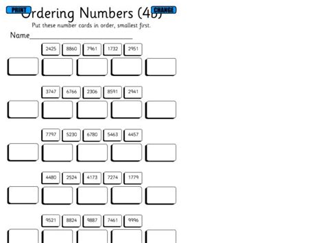 Ordering Four Digit Numbers Smallest To Largest Worksheet For 4th Grade