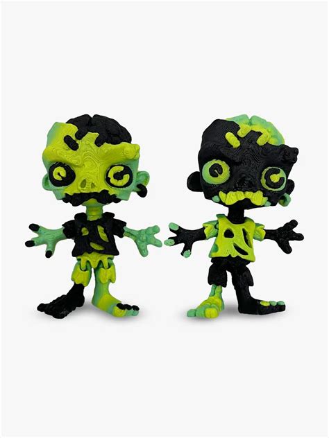 Zombie Figurine Mini Black And Green Assortment 3d Morph Lab