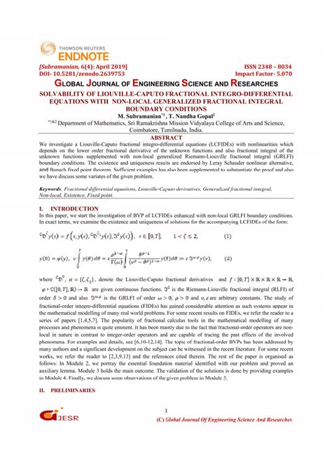 Pdf Solvability Of Liouville Caputo Fractional Integro Differential Equations With Non Local