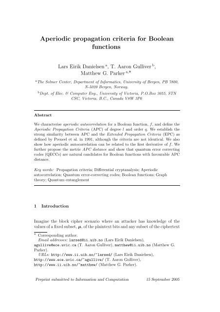 Aperiodic Propagation Criteria For Boolean Functions