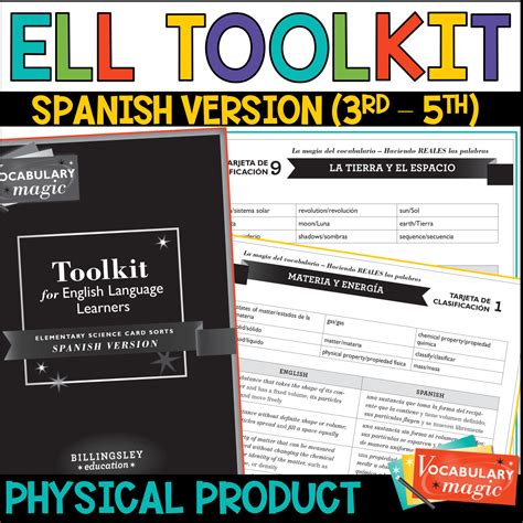 Ell Toolkit Spanish Version For Card Sort Activities Grades VOCABULARY MAGIC