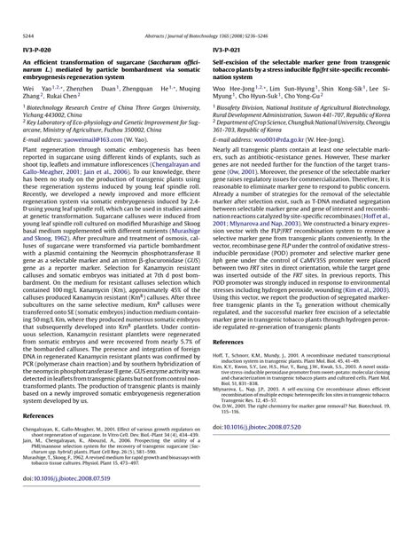 Pdf Self Excision Of The Selectable Marker Gene From Transgenic