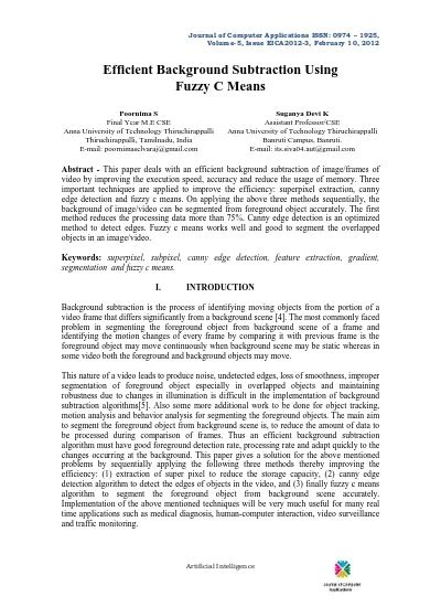 Efficient Background Subtraction Using Fuzzy C Means