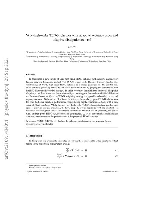 Pdf Very High Order Teno Schemes With Adaptive Accuracy Order And Adaptive Dissipation Control