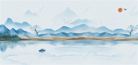 중국 스타일의 풍경 파란색 골동품 배너 고대 바람과 물 경치 중국 스타일 배경 일러스트 및 사진 무료 다운로드 Pngtree