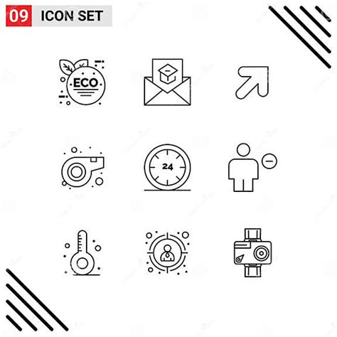 Modern Set Of 9 Outlines And Symbols Such As E Commerce Arrow And Sport Stock Vector