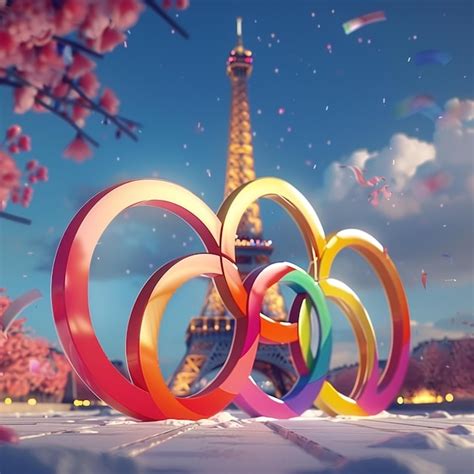 2024 파리 올림픽 로고 애니메이션 여름 올림픽 프리미엄 사진