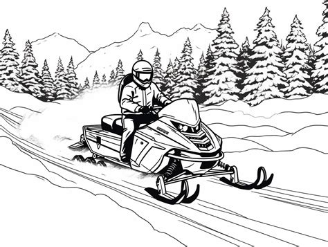 Friendly Snowmobile Coloring Page