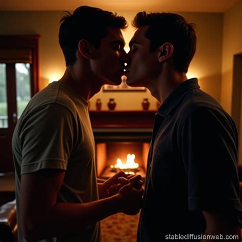 Passionate Kiss By Fireplace Stable Diffusion Online