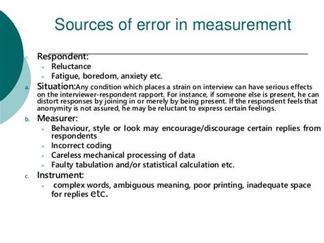 sources of error and scales of measurement