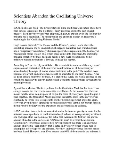 Scientists Abandon The Oscillating Universe Theory Pdf Second Law