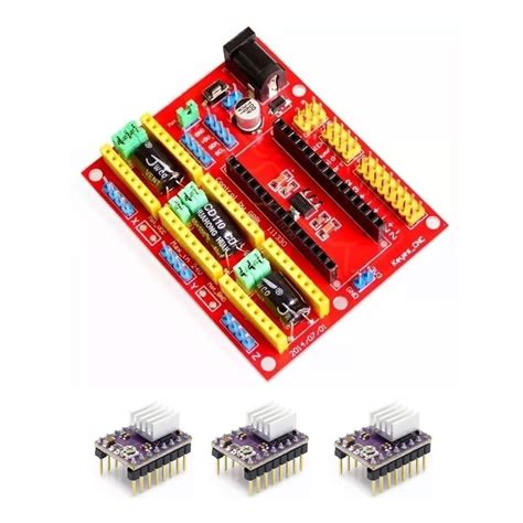 Kit Cnc Shield V4 Nano 3x Drivers Drv8825 3x Dissipadores Shield Casa Da Robótica