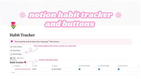 Notion Habit Tracker And Buttons Tutorial Habit Tracker Progress Bar