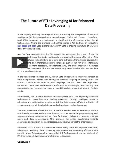 The Future Of Etl Leveraging Ai For Enhanced Data Processing