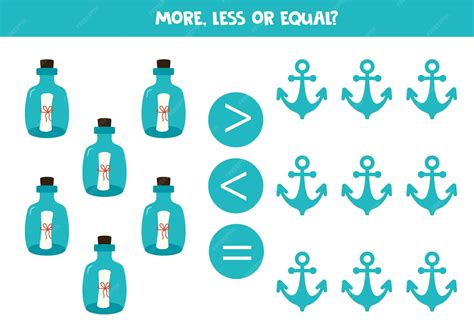 Premium Vector More Less Or Equal With Bottles And Anchors