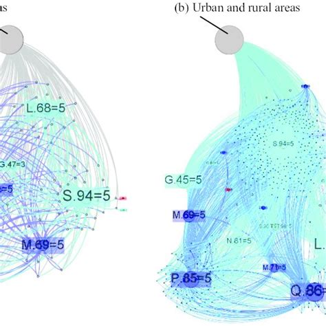 gephi visualizations of association rules dependent on various types of
