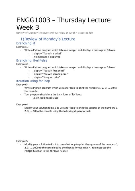 Week 3 Thursday Lecture Engg1003 Engg1003 Thursday Lecture Week 3 Review Of Monday S